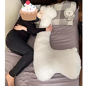 Hofun4U Llama Plush Pillow, 39 Inch Alpaca Plush Long Body Pillow, Alpaca Stuffed Animal, Christmas Holiday Birthday Gift (White)
