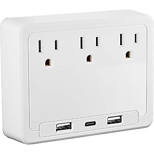 Insignias 3-Outlet3-USB Surge Protector - White