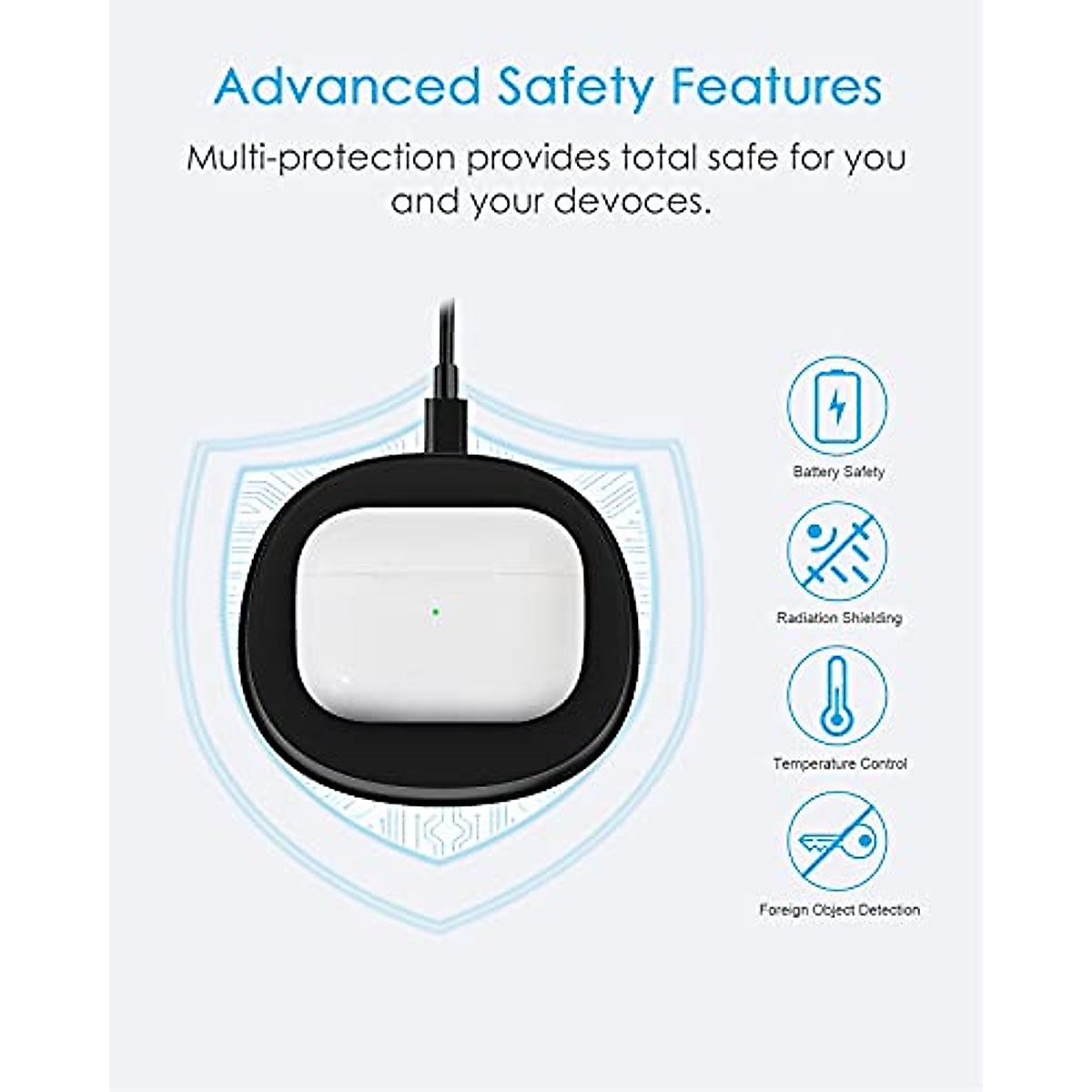 NANAMI Fast Wireless Charger, Qi-Certified 15W Max Wireless Charging Pad, Compatible with iPhone 14/13/13 Pro Max/12/SE/11/XS/XR/X/8, Samsung Galaxy S23/S22/S21/S20/S10/S9/Note 20/10/9/8 & Airpods Pro