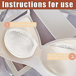 Silicone Bra Inserts, Bra Inserts Silicone Bra Push Up Premium Silicone Breast Lift Enhancers Semi-Adhesive Breast Lift Enhancers Pads Push Up Cup V-Shaped, Reusable, Breathable, Clear for A/B/C Cup