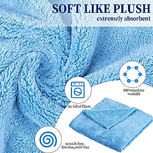 Tallew 16 Pcs Cars Microfiber Towels Buffing Drying Wash Cleaning Towel Cloths Plush Large Car Towels Thick Car Care Polishing Detailing Buffing Waxing Scratch Proof Towel, 15.75 x 15.75 Inch