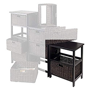 Contemporary Home Living 20.25" Black Unique Omaha Storage Rack with 2 Foldable Baskets