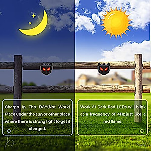4 Pack Solar Animal Repeller Outdoor with Red LED Lights, Night Guard Animal Predator Repellent for Scares Raccoon Skunk Coyote Deer Repellent for Yard Chicken Coop Garden Farm Protection