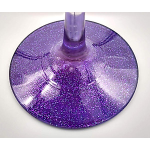 Purple Flowers Hand Painted Martini Glass - Sparkly Purple, Pretty Flower Cocktail Glass