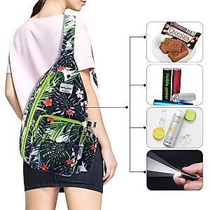 HAWEE Rope Sling Bag for Women Men Casual Cross Body Daypack Backpack Adjustable Strap with Side Pocket Anti-theft for Travel/Sport, Green Leaf