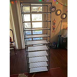dcmtoamz Fashionable Room-Saving 9 Lattices Non-Woven Fabric Shoe Rack Gray