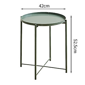 HIGOH Bedside Table Sofa Coffee Table Living Room Side Table Bedside Iron Round Table Bedside Table (Color : Camel)
