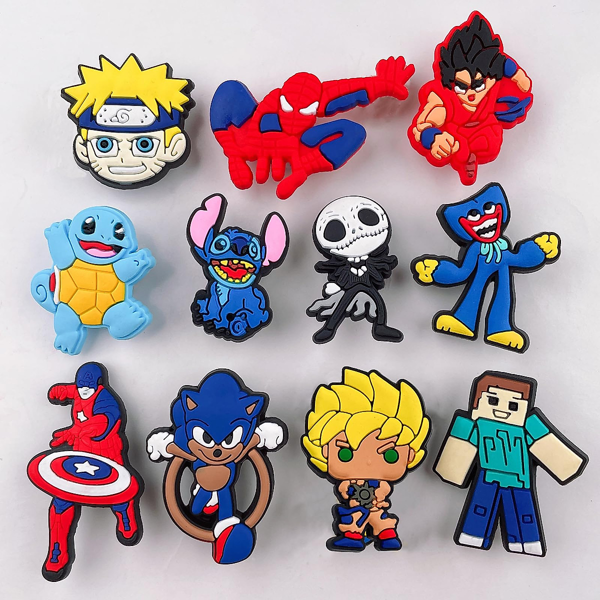 30 Pack Random Cartoon Anime Croc Charms Bulk Pins for Crock Boys Girls, Cute Cartoon Kids Toddler Croc Charms Bracelet Accessories for Wristband Decoration.