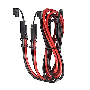 10Gauge SAE Extension Cable 10AWG - 6FT SAE to SAE Cable Battery Charger Extension Cord Heavy Duty 10AWG Quick Disconnect SAE 2Pin Connector Solar Panel Power Connect Plug Harness with Waterproof Cap