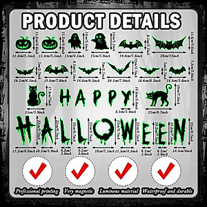 28 Pcs Halloween Garage Door Magnets Glow in The Dark Magnetic Halloween Garage Door Decorations with Bat Pumpkin Ghost Black Bat Magnet Decal Sticker for Garage Door Car Refrigerator