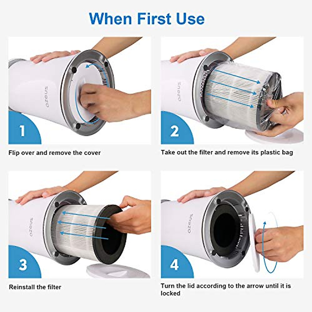 Azeus Air Purifier for Large Rooms (C8 filter)