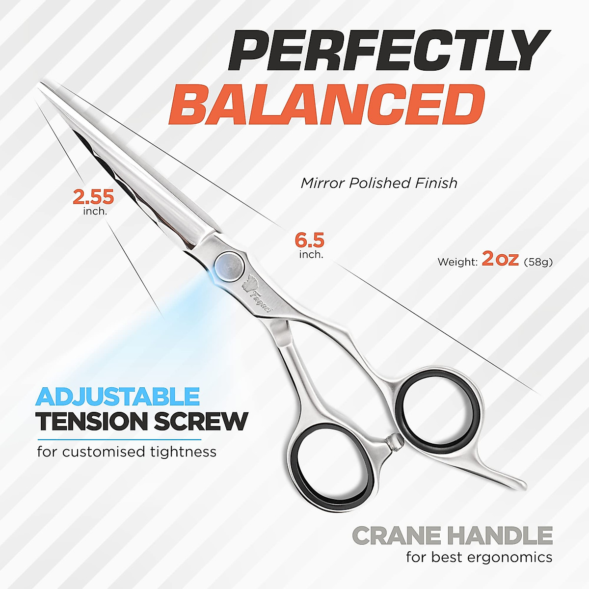 Professional Hair Scissors 6 Inch with Extremely Sharp Blades, VG10 Super Steel Hair Cutting Scissors, 3D Convex Edge, Super Durable, Smooth Motion & Fine Cut, Barber Scissors with Elegant Case…