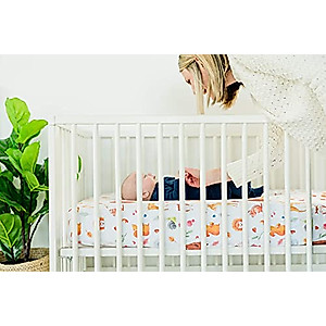 Bundle of ADDISON BELLE Products - 100% Cotton Fitted Crib Sheet + Everything Blanket - Woodland Animals - Soft, Durable & Breathable