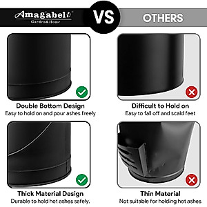 AMAGABELI GARDEN & HOME Ash Bucket with Lid Outdoor and Indoor Coal Bucket for Fireplace Medium Fire Bucket Metal Ash Can for Grill Charcoal Bucket Essential Tools for Fireplace Fire Pit Black