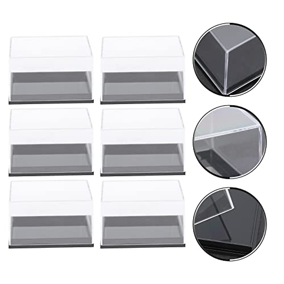 Cabilock 6pcs Transparent Plastic Boxes Natural Rough Mineral Specimen Display Cases Countertop Boxes Cube Transparent Display Boxes Pop Figures Display Collectibles Mineral Specimen
