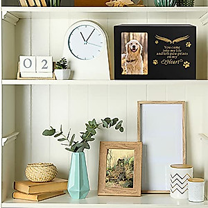 BAMTALK Pet Urns for Dogs or Cat Ashes, Dog Keepsake Box Cremation Urn, Pet Memorial Box, Pet Cremation Urn with Photo Frame,Large Wooden Urn for Dog Ashes, Pet Loss Memorial Gifts (170 Cubic Inches)