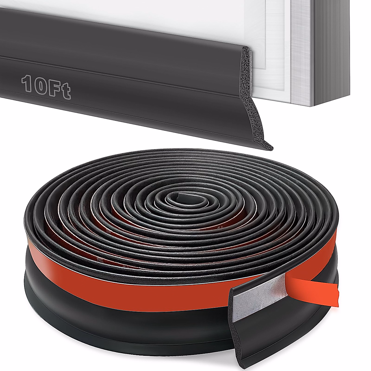 Universal Garage Door Threshold Seals Bottom Rubber Replacement, weatherproofing Garage Door Weather Stripping with Nails (10ft)