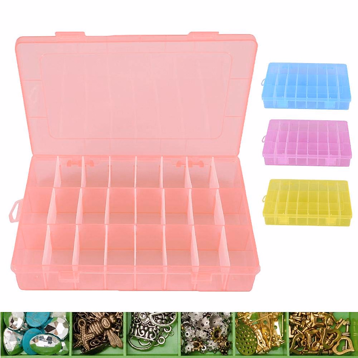 Plastic Storage Box, 4 Plastic Storage Box Plastic Storage Container Plastic Beads Rings Earrings[4pcs]