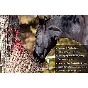 SUKEYME Cross Tie Ring for Horses, Block Tie Ring for Horse Stall/Stable, Tie Down Horse Barn Supplies (4 Pack)