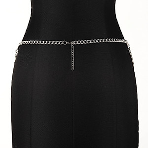 Body Chains Belts For Women Sexy Waist Chain Rhinestone Body Jewelry Rave Outfits Festival Accessories (Silver01)