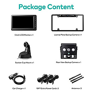 Nuoenx Wireless Backup Camera for RV, Split Screen 5 Inch HD Monitor W/ Wireless License Plate Backup Camera & Wireless Rear View Camera, IR Night Vision Waterproof Camera for RV, Trailer, 5th Wheel