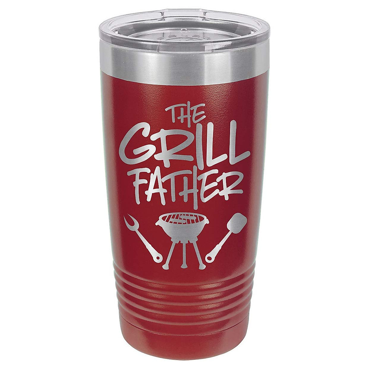 THE GRILLFATHER-B MAROON 20 oz Drink Tumbler With Straw | Laser Engraved Travel Mug With grilling Quotes | Compare To Yeti Rambler | Best Gift Idea For Birthday with BBQ Quotes | OnlyGifts.com