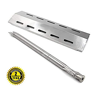 Hongso 17" Gas Grill Burner Tubes, 16 7/8" Heat Plates Replacement for Ducane 5 Burner 30557401, 30557801, 30557501, 30558501, 30400043, 30400042 Gas Grill Models, DUCHD1, 5-Pack, (SBC041, 30500701)