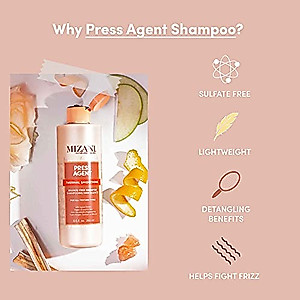Mizani Press Agent Thermal Smoothing Sulfate-Free Shampoo, Pink Grapefruit, juciy Mandarin with a floral medley of Jasmine, Rose & Freesia, ending on notes of Musk & Wood., 8.5 fl. oz