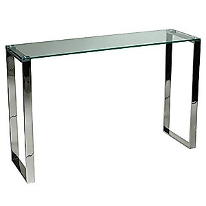 Cortesi Home Remi Contemporary Glass Console Table with Chrome Finish