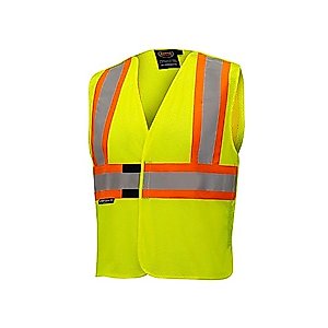 Pioneer High Vis Flame Resistant Vest – For Men and Women - 3 Snap Button Front - Mesh - Reflective Tape - Yellow/Green