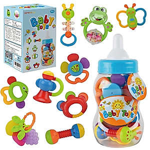 Baby Teething Toys Rattle Set Baby Remote Control Toy Game Control Teether for Infant Toddler 0-12 Months, Newborn Birthday and Baby Shower Gifts for Boys and Girls