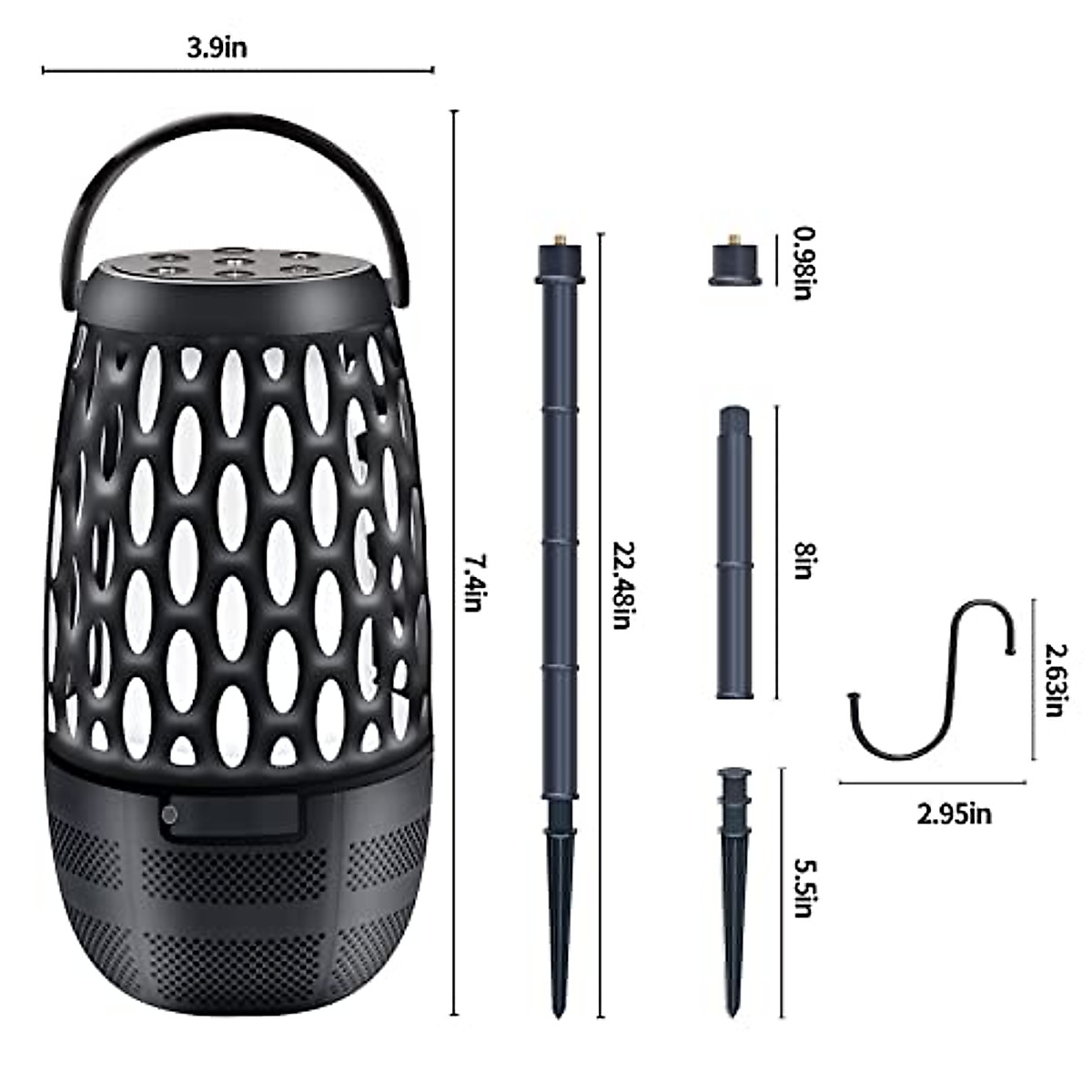 Vanten 2 Packs 10W Outdoor Bluetooth Speakers, Bluetooth 5.3 Led Flame Speaker, Sync up to 100 Wireless Portable Speaker with Stake and Hook, IPX6 Waterproof Bluetooth Speakers for Home Patio Party