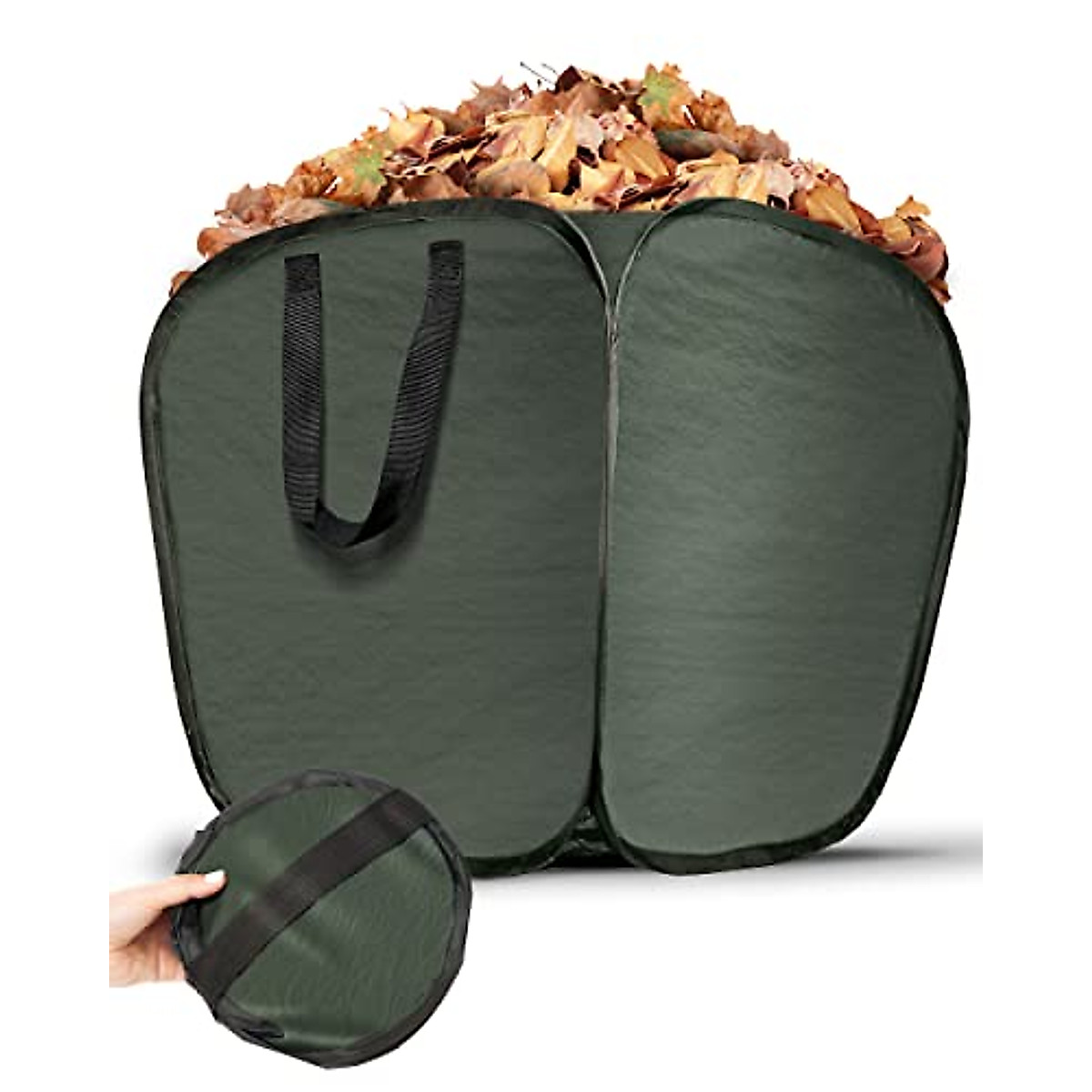 Foxelli Collapsible Trash Can - 46 Gallon Pop Up Trash Can for Camping, Yard, Garden, Lawn & Leaf Waste Bag, Foldable Camping Recycle Bin