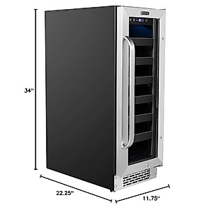 Whynter BWR-208SB Stainless Steel 12 inch Built Undercounter Wine Refrigerator with Reversible Door, Digital Control and Lock, 20-Bottle