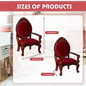 2 Pieces Miniature Dollhouse Chair 1:12 Miniature Victorian Furniture Dollhouse Chair Wooden Carved Single Sofa Chairs Vintage Armchairs