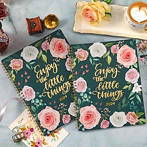 2024 Planner - Planner/Calendar 2024, Jan 2024 - Dec 2024, 2024 Planner Weekly and Monthly with Tabs, 8" x 10", Flexible Cover + Thick Paper + Twin-Wire Binding, Perfect Daily Organizer - Floral