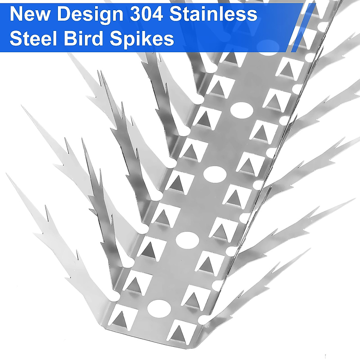 Quunoot Bird Spikes, 10 FT Stainless Steel Bird Deterrent Spikes, Pigeon Spikes for Outside to Keep Birds Squirrel Raccoon Cat Away, for Garden Fence Roof Window Sill and Wall(10 Pack)