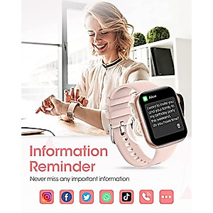Smart Watch Women(Answer/Make Calls), 2023 Newest 1.8'' Bluetooth Smart Watch for Android iPhones, 5ATM Waterproof Outdoor Fitness Tracker with AI Voice/Heart Rate/SpO2/Sleep Monitor, Smartwatch Pink