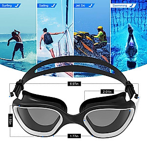 ZIONOR Swim Goggles, Upgraded G1 Polarized Swimming Goggles UV Protection Anti-fog Adjustable Strap for Men Women Adult Indoor or Outdoor (Polarized Smoke Lens)
