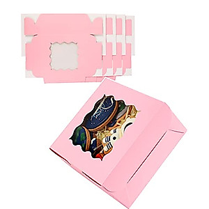 Pink Cookie Boxes with Window 36packs 6x6x3 Pink Bakery Box Pastry Box for Wedding Favor Birthday ＆ Party qiqee
