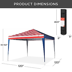 Best Choice Products 10x10ft Pop Up Canopy Outdoor Portable Folding Instant Lightweight Gazebo Shade Tent w/Adjustable Height, Wind Vent, Carrying Bag - American Flag