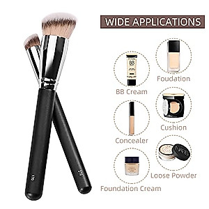 Kugge Under Eye Concealer Brush & Foundation Brush for Liquid Makeup, 2PCS Dense Synthetic Angled Kabuki Blending Makeup Brush, for Liquid, Cream and Setting Powder