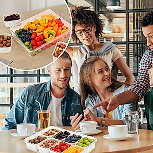 KVOOISD Divided Serving Tray with Lid and Handle, Clear Plastic Snackle Box Charcuterie Container 8 Compartments, Reusable Veggie Tray Fruit Tray,Large Snack Platter for Party Refrigerator Storage