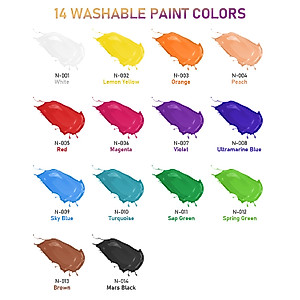 Nicpro 14 Colors Large Washable Paint Set for Kid (16.9 oz,500 ml), Acrylic Bulk Paint Supplies Non Toxic Children Tempera Paint for Art, Craft DIY, Poster & Finger Paint, School, Home,Classroom