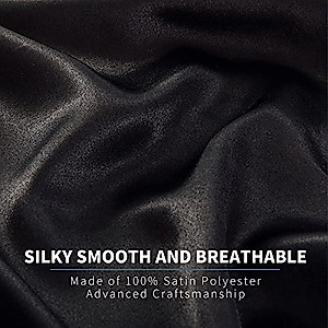 P Pothuiny 6-Piece Queen Satin Sheets Luxury Silky Black Satin Bedding Sheet Set, 1 Deep Pocket Fitted Sheet + 1 Flat Sheet + 4 Pillow Cases