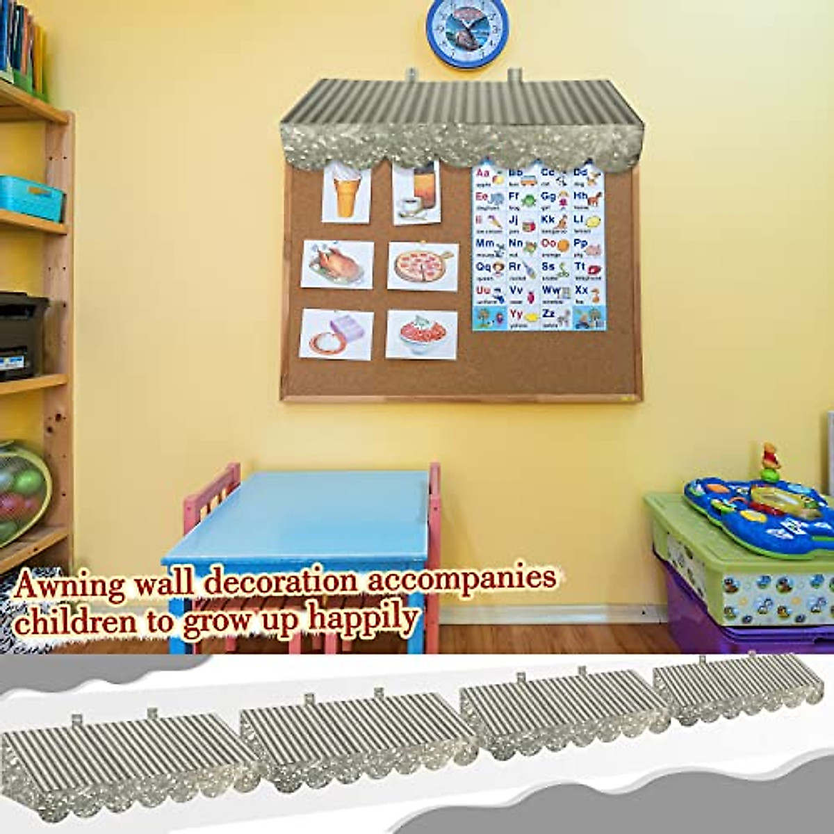 8 Pcs 3D Circus Awning Wall Decoration Carnival Stripes Awning Circus Tent Carnival Theme Party Decor for Carnival Party Classroom Decorations (Corrugated Style)