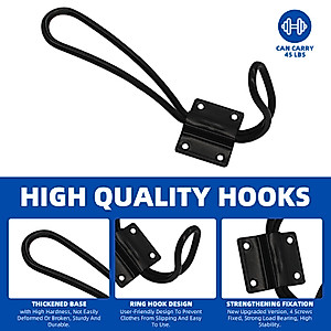 5 Pack Rustic Entryway Hooks - Black Wall Mounted Coat Rack with Metal Screws, Vintage Double Coat Hooks, Durable and Easy to Install Farmhouse Hooks for Hanging Clothes, Coats, Hats