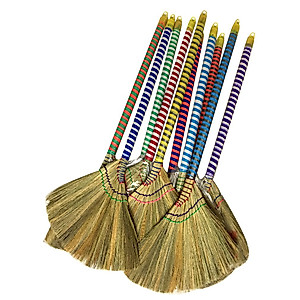 Caravelle Choi Bong Co Vietnam Hand Made Straw Soft Broom with Colored Handle 12" Head Width, 40" Overall Length -1pc