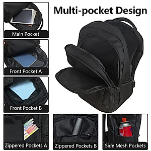 Wesoke Laptop Backpack for Men, 17.3 Inch Travel Backpacks Students BookBag with Laptop Compartment, Water Resistant Business Work Casual Computer Daypack with USB Charging/Headphone Port