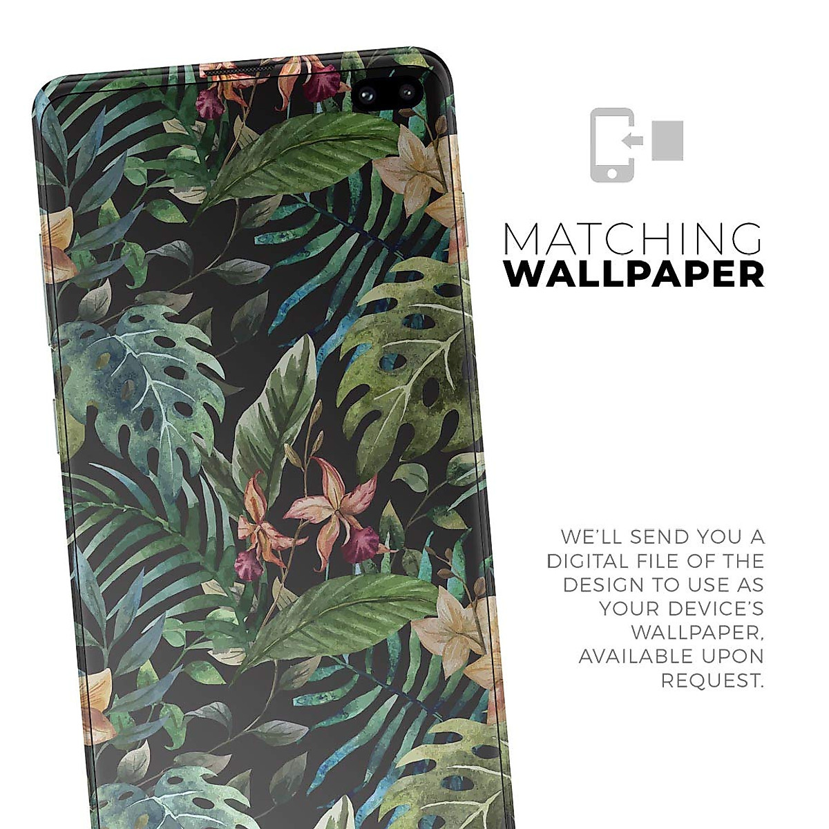 DesignSkinz Tropical Forest v1 Protective Vinyl Decal Wrap Skin Cover Compatible with The Samsung Galaxy S20 (Screen Trim & Back Glass Skin)